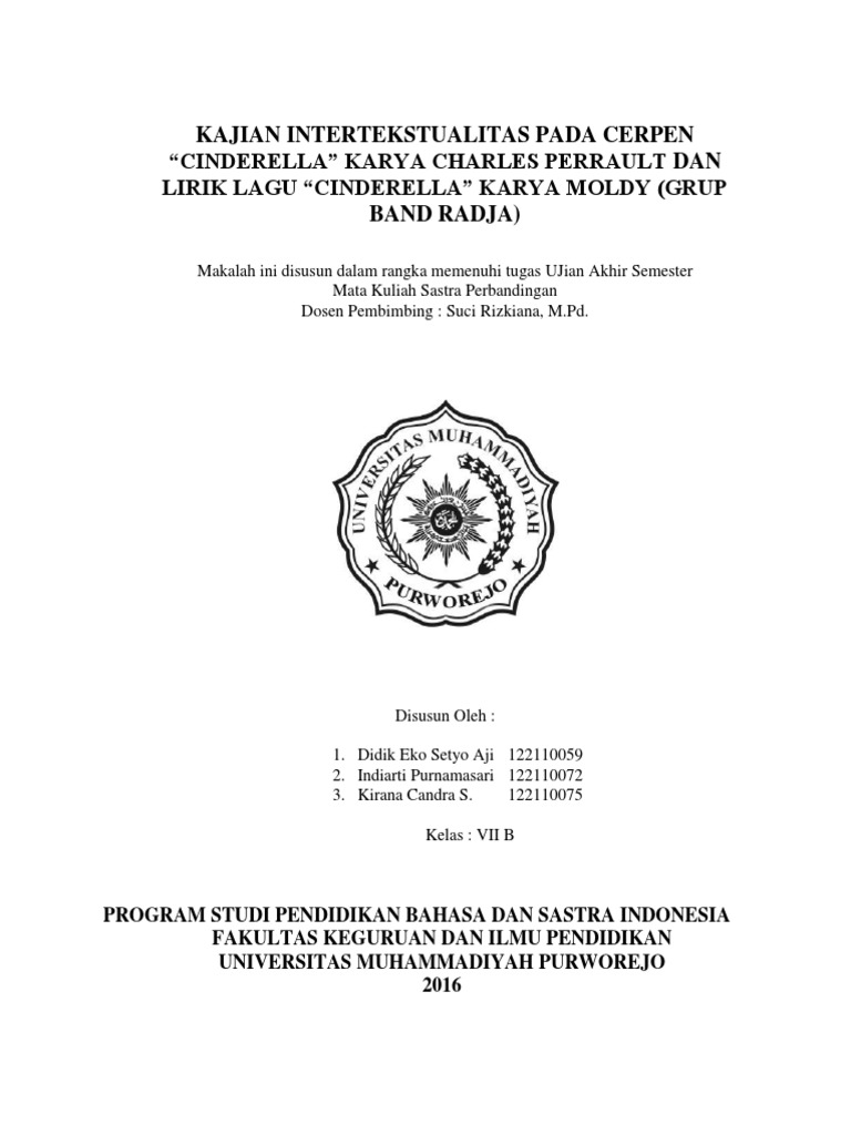 Kajian Intertekstual Cerpen dan Lagu Cinderella | PDF | Ilmu Sosial ...