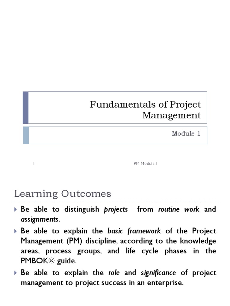 Fundamentals of Project Management: PM Module 1 1 | PDF | Project ...