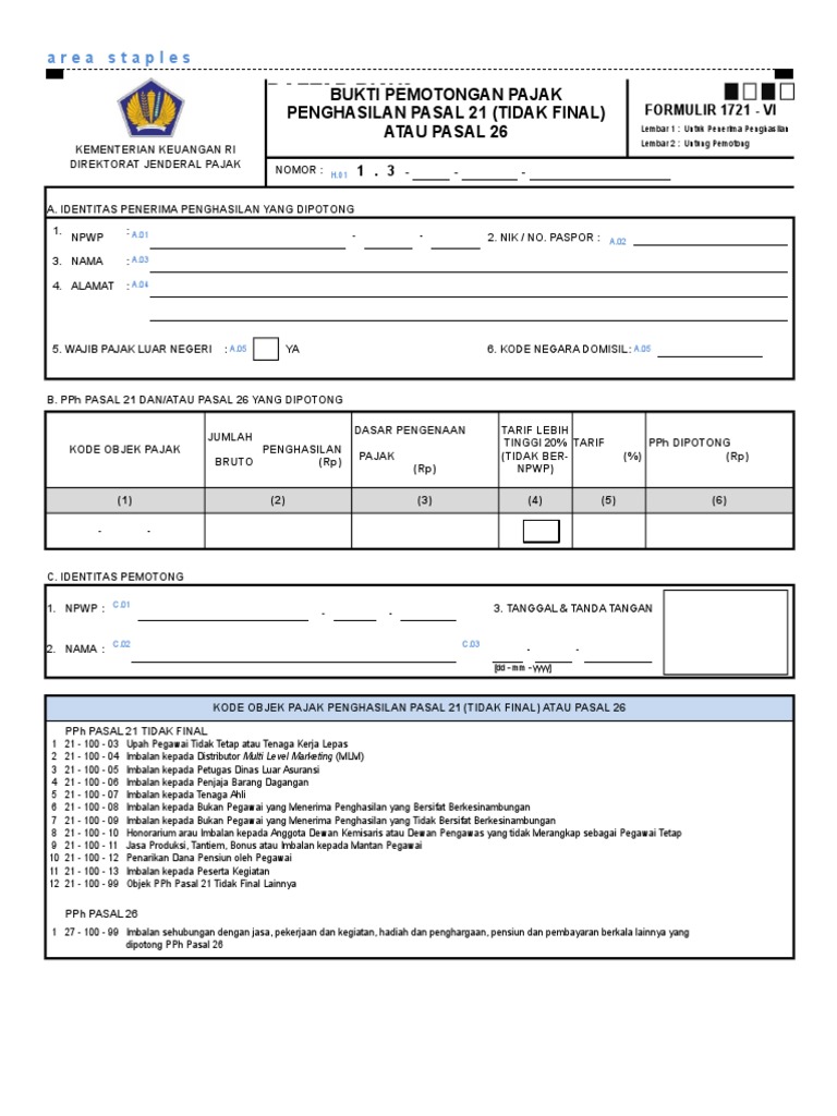 Formulir 1721 VI | PDF