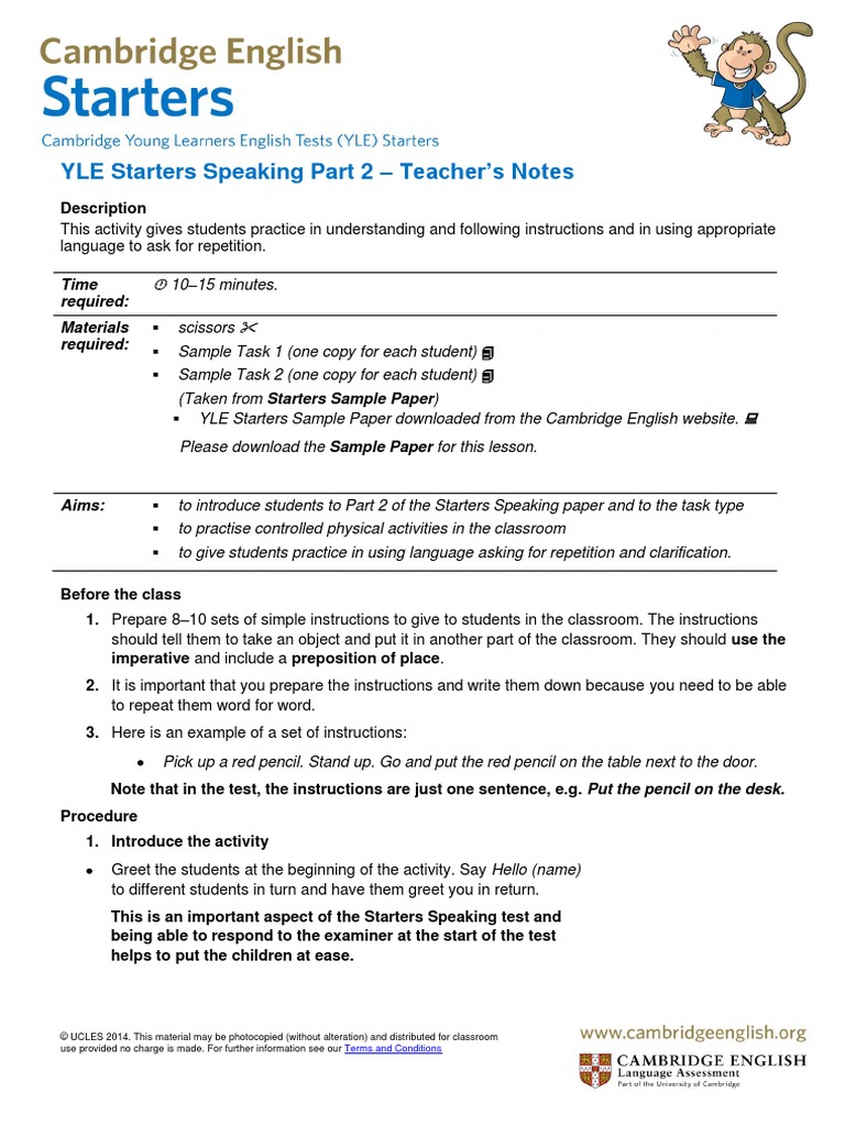 Cambridge English Starters Speaking Part 2 | Psychological Concepts ...