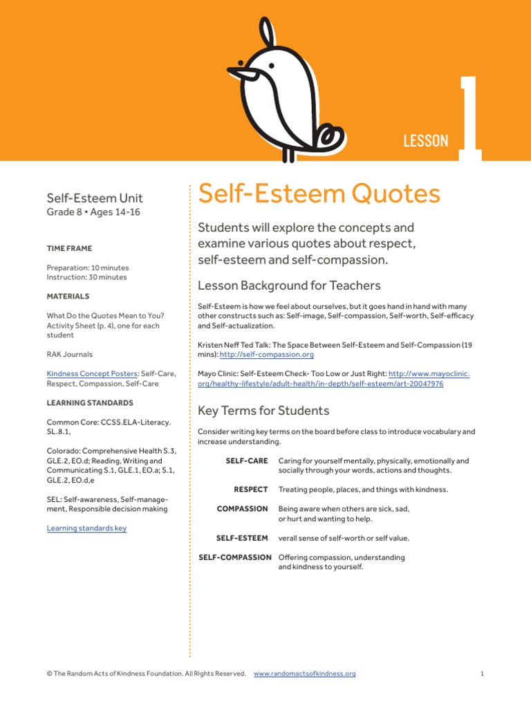 08.1 Self Esteem Unit Self Esteem Quotes | Download Free PDF | Self ...