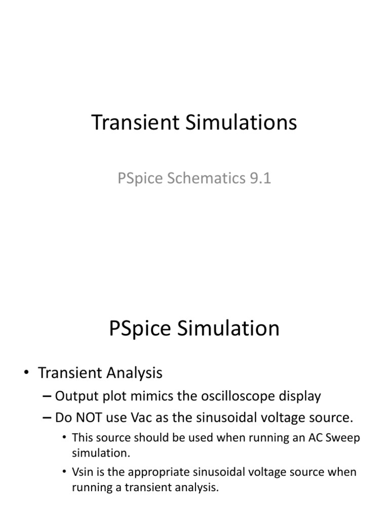 PSpice Transient Simulations Guide | PDF