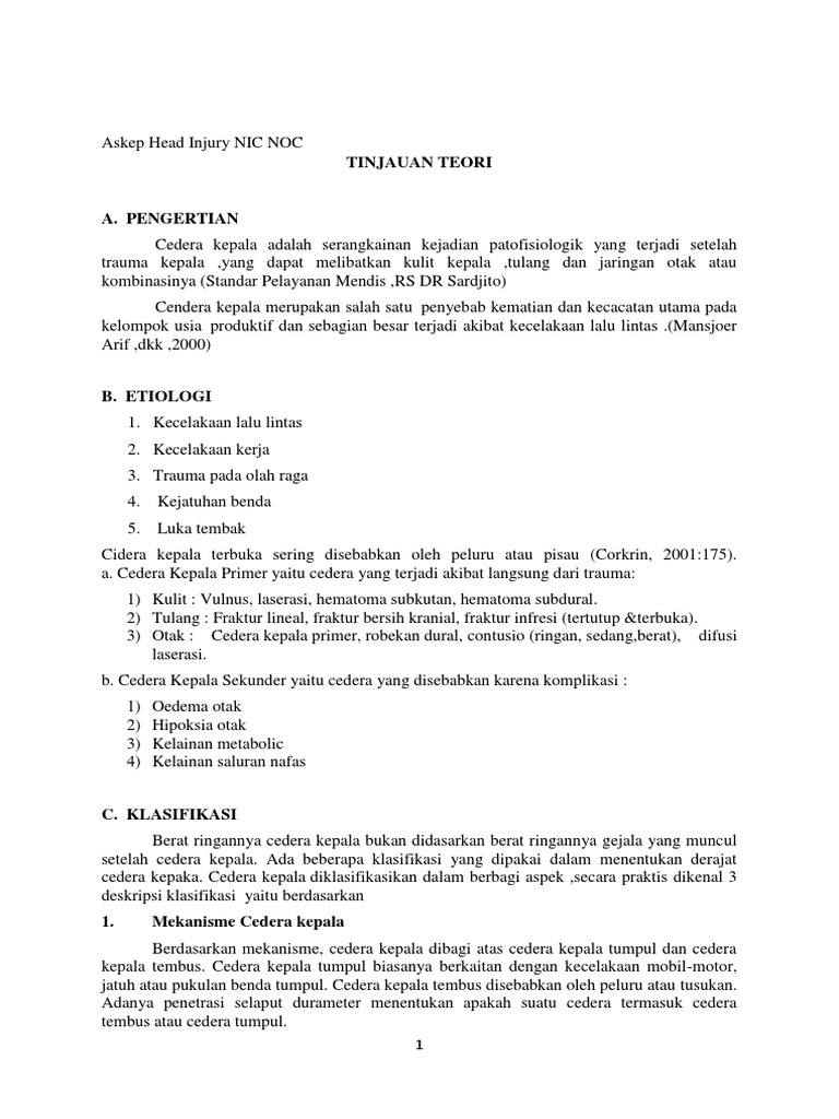 Askep Brain Injury | PDF