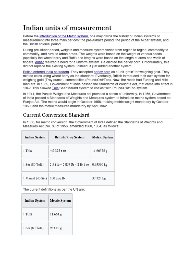 Indian Units of Measurement | PDF | Mass | Scientific Observation