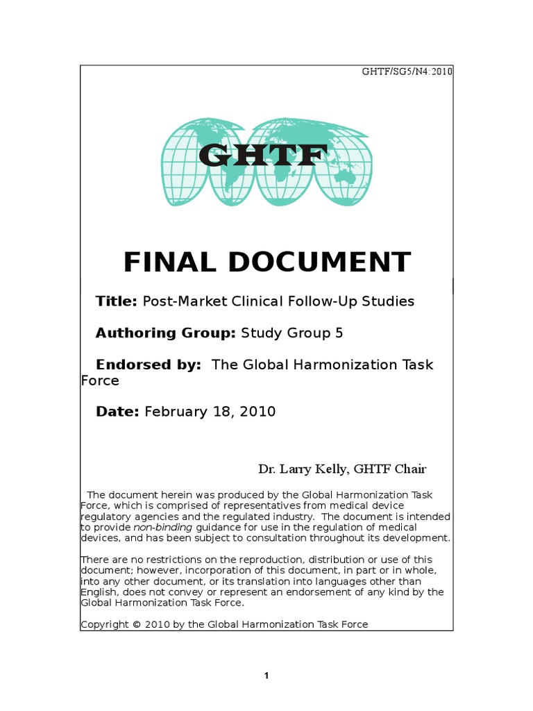 GHTF Sg5 n4 Post Market Clinical Studies 100218 | PDF | Clinical Trial ...