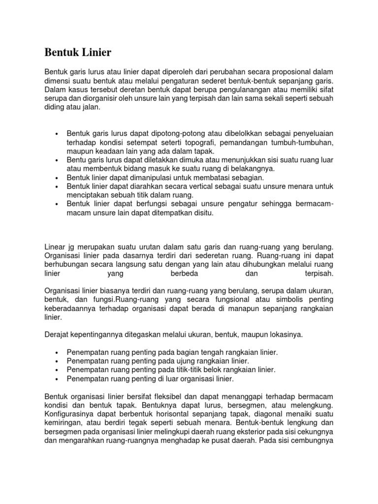 Bentuk Linier Dalam Perancangan Arsitektur | PDF