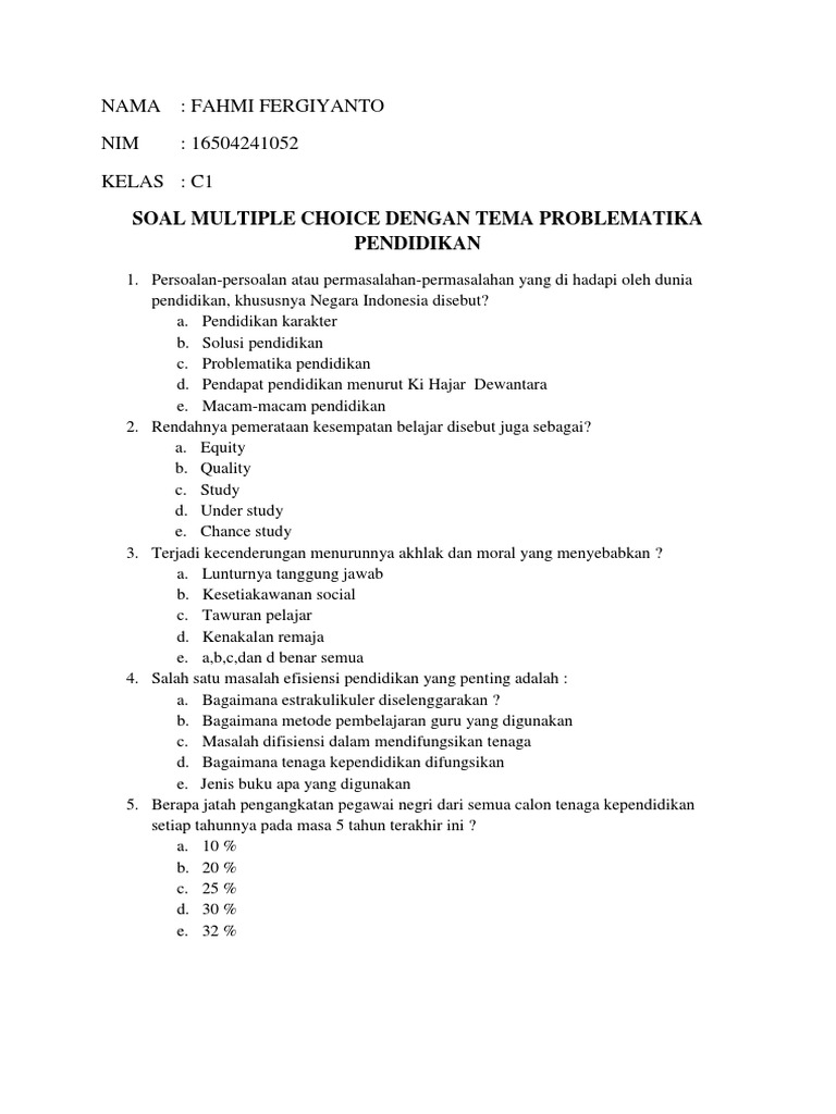 Multiple Choice Ilmu Pendidikan | PDF