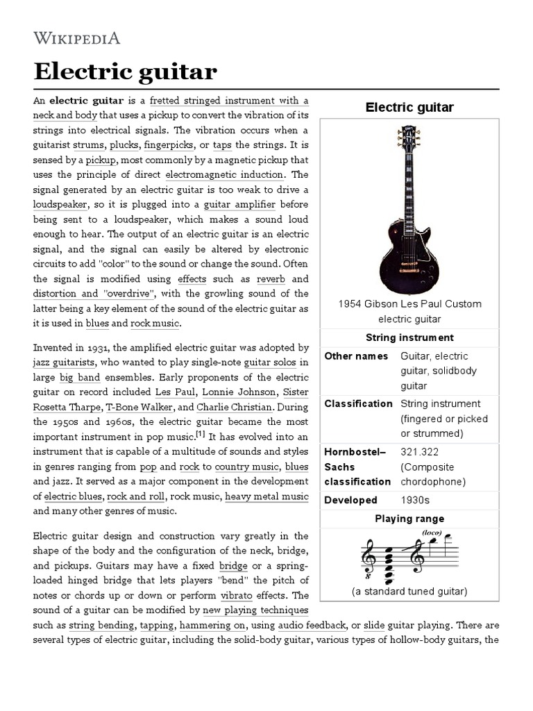 Electric Guitar | PDF | Guitars | String Instruments