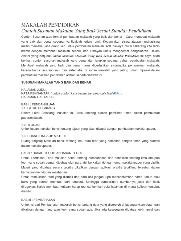 Contoh Makalah Yang Baik Dan Benar | PDF