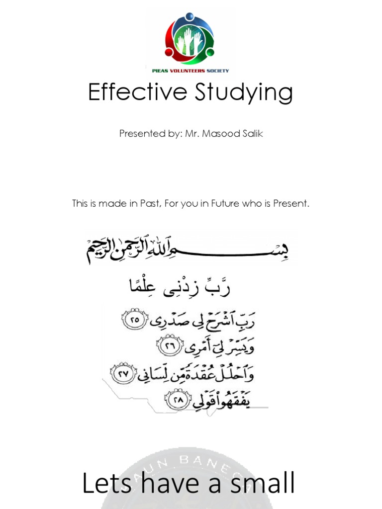 Effective Study Masood | PDF | Lecture | Learning
