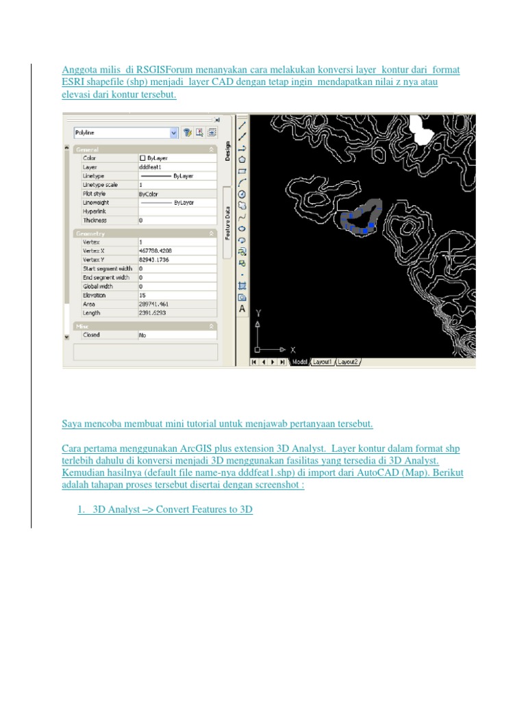 Konversi Kontur SHP Ke Layer 3D CAD | PDF