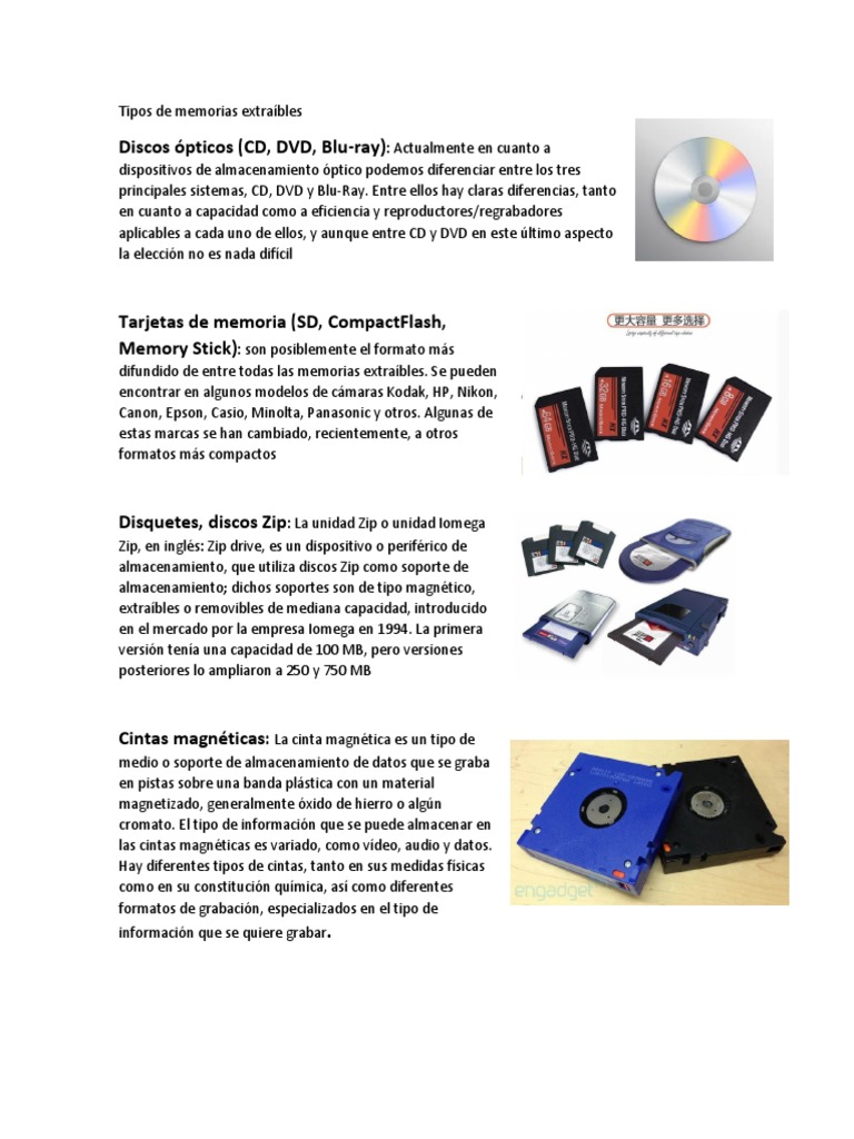 Tipos de Memorias Extraíbles. | Memoria USB | Memoria del ordenador