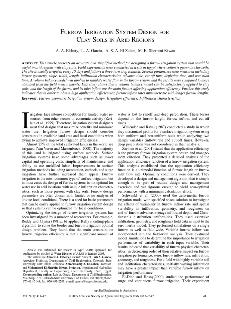 Furrow Irrigation Paper | PDF | Plough | Irrigation