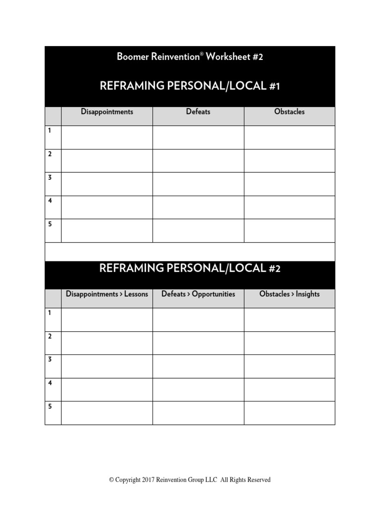 Boomer Reinvention Worksheet 2 | PDF