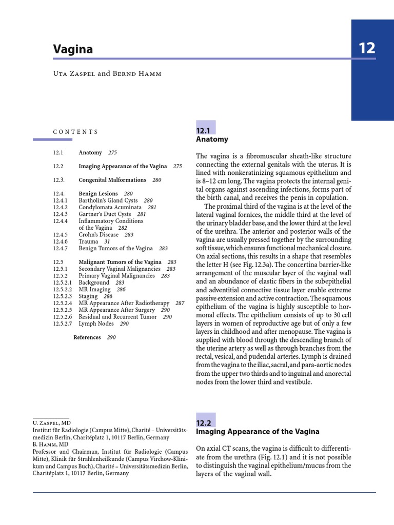 Vagina: 12.1 Anatomy | PDF | Vagina | Metastasis