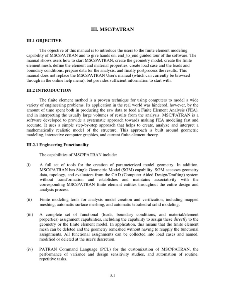 MSC/Patran | PDF | Finite Element Method | Menu (Computing)