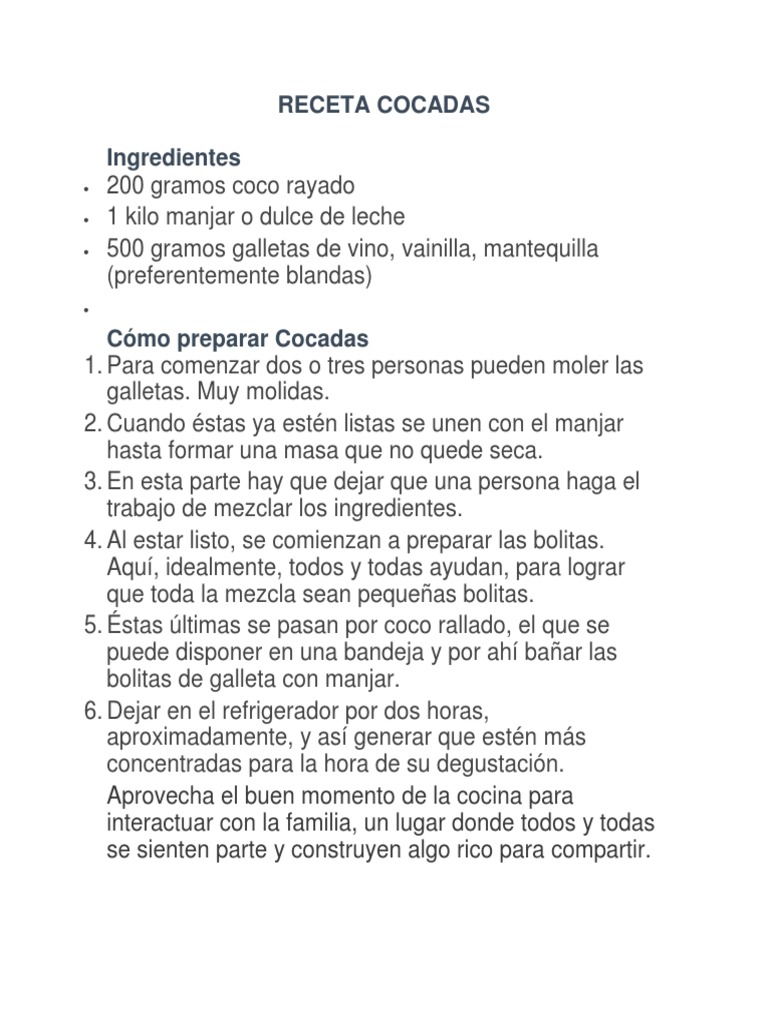 Receta Cocadas | PDF