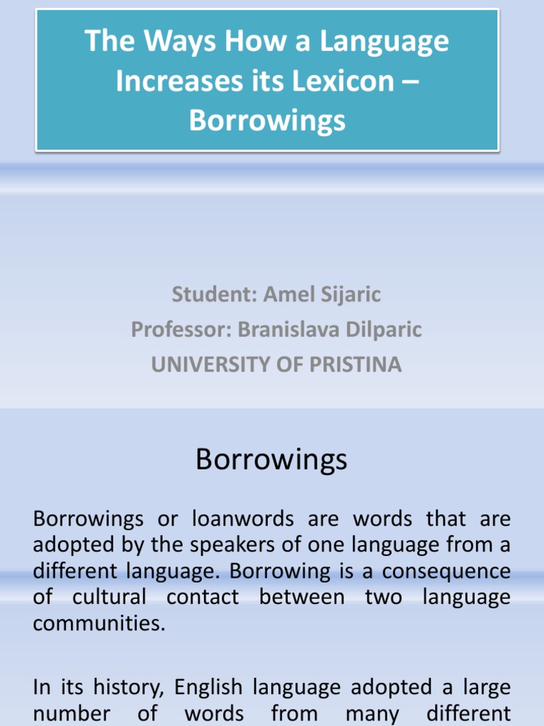 How Languages Increase Their Vocabulary: An Examination of Borrowing in ...