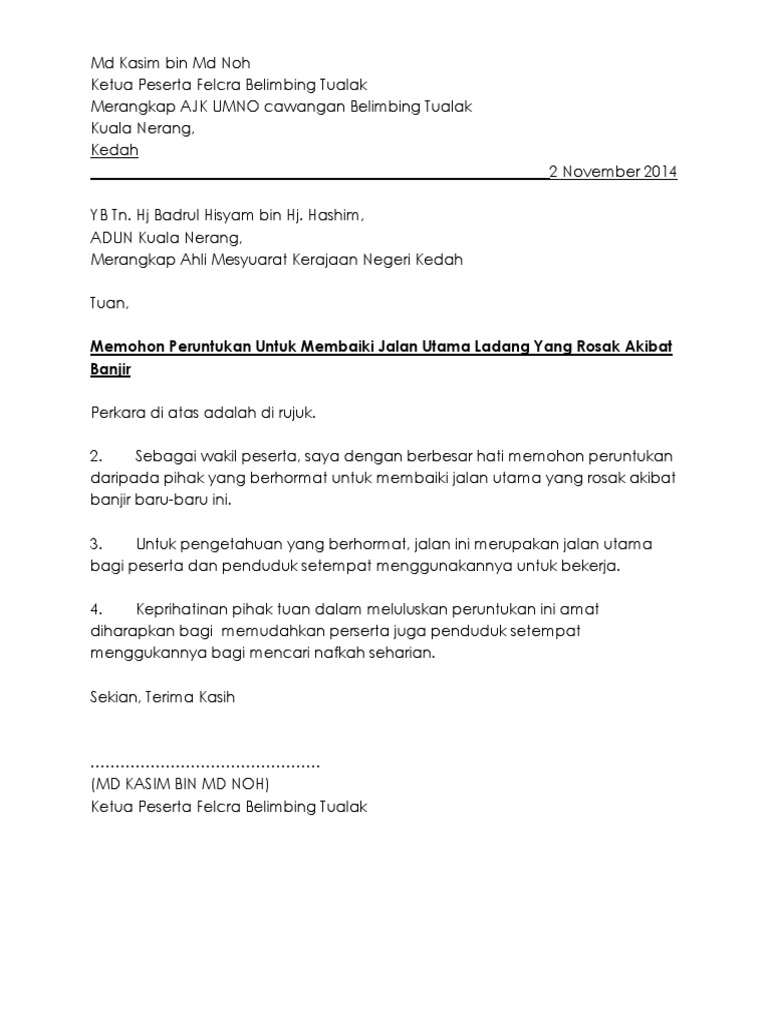 SURAT Bantuan Banjir | PDF