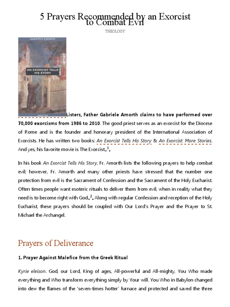 5 Prayers Recommended by An Exorcist To Combat Evil | PDF | Mary ...