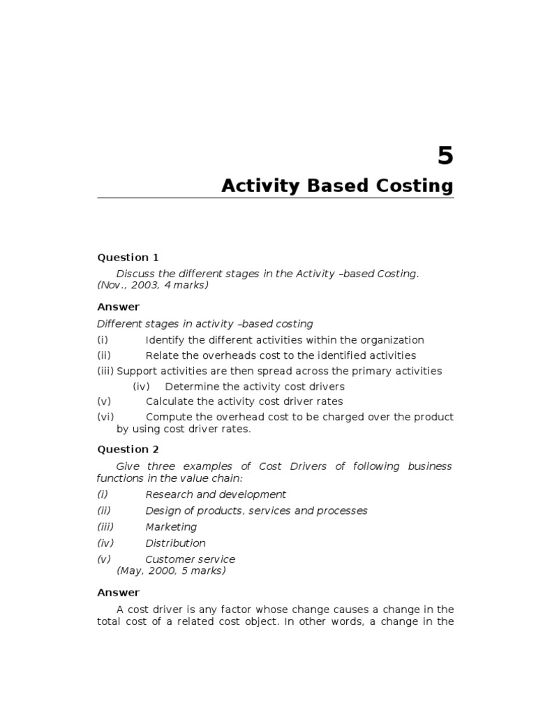 Chapter 5 Activity Based Costing | PDF | Kilowatt Hour | Gross Margin
