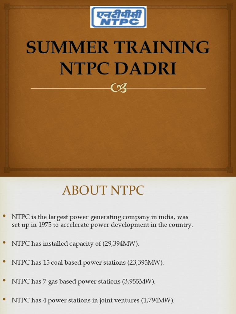 NTPC DADRI Training | PDF | Boiler | Electrical Substation
