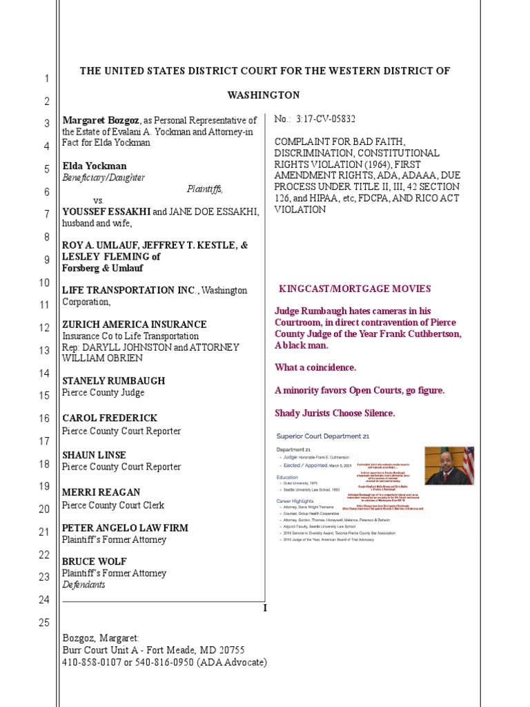 KingCast Bozgoz v. Rumbaugh, Zurich Insurance Et Al RICO Lawsuit ...