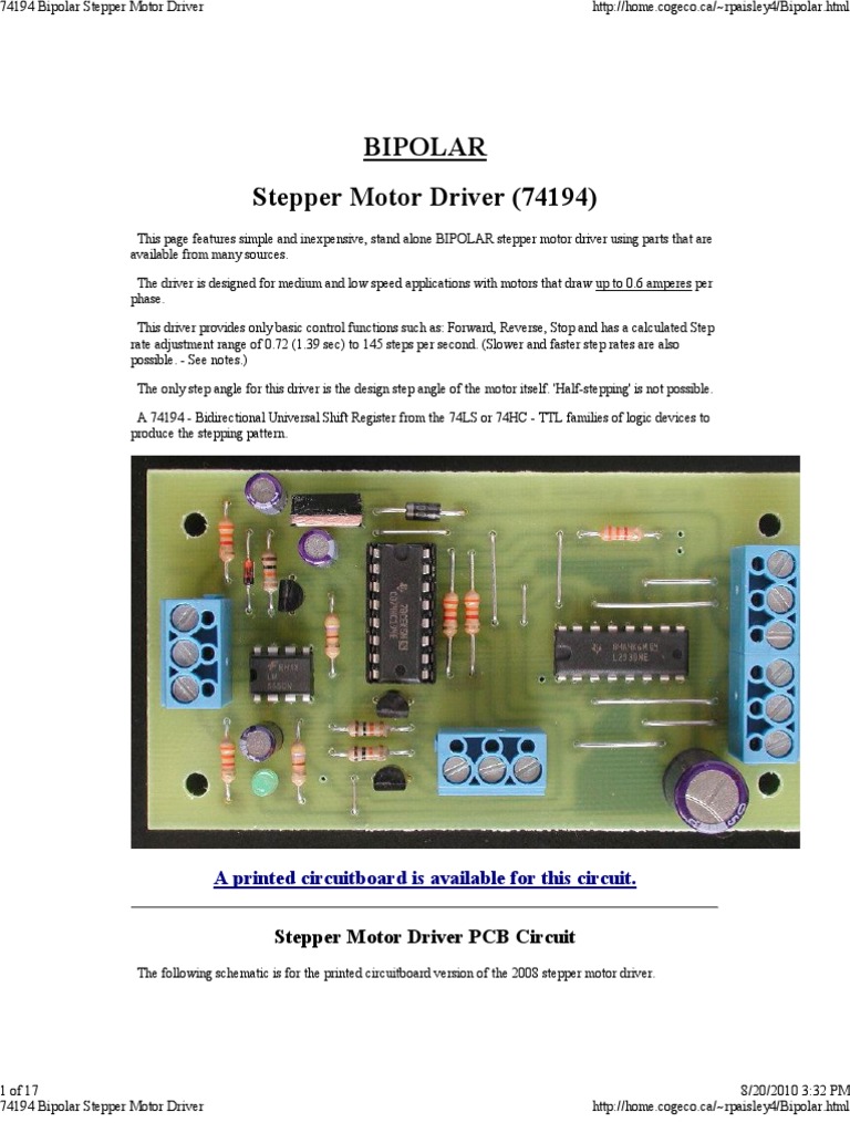 Bipolar Stepper Motor.. | PDF | Capacitor | Electronic Circuits