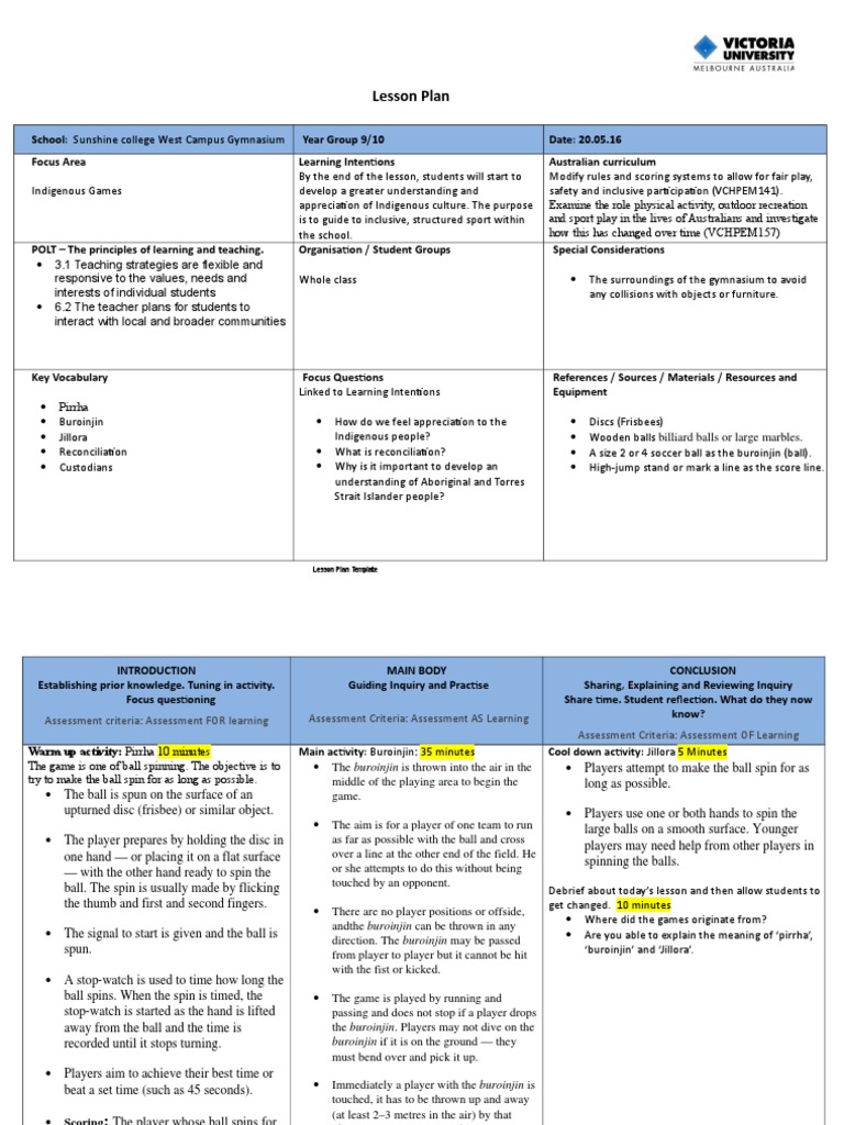 Aboriginal Games | PDF | Educational Assessment | Lesson Plan