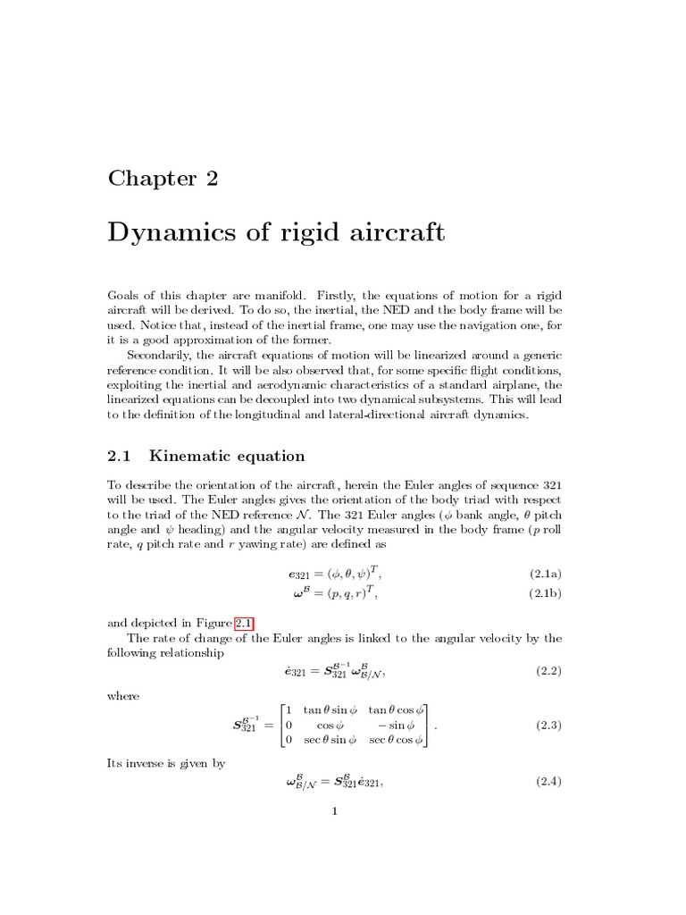 Dynamics of Rigid Aircraft: 2.1 Kinematic Equation | PDF | Flight ...