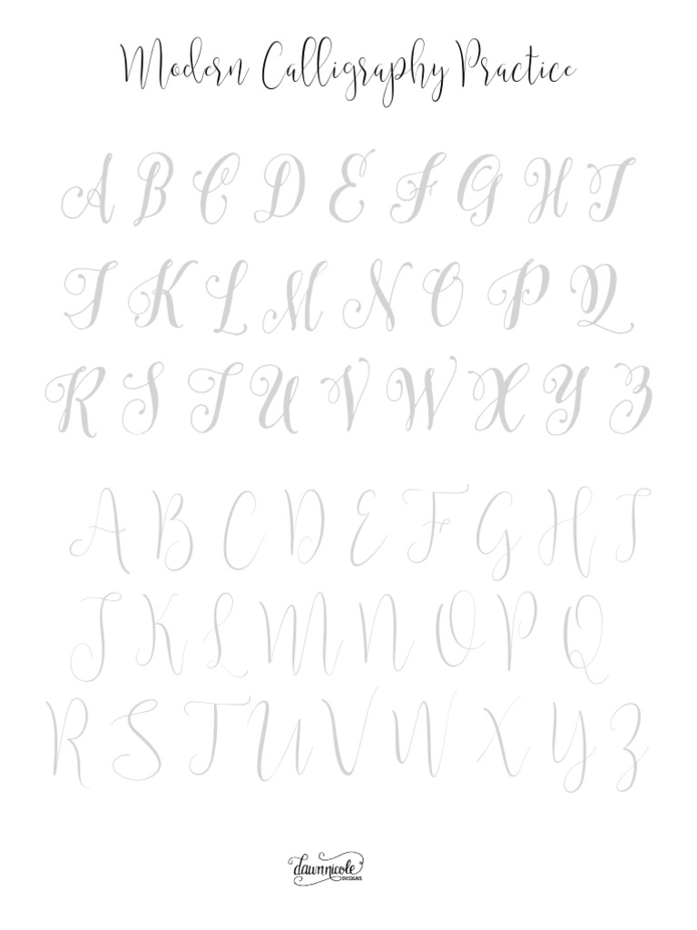 Modern Calligraphy Practice Sheets DawnNicoleDesigns PDF | PDF