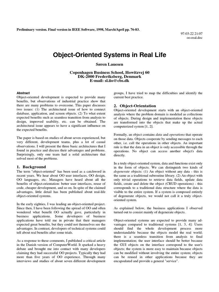 Oo Real PDF | PDF | Object (Computer Science) | Databases