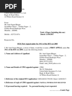 RTI First Appeal Format/Template | PDF | Virtue | Public Law