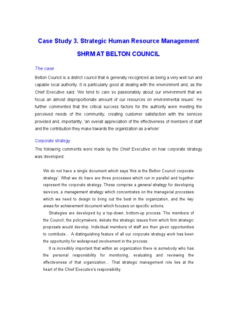 Case Study - Strategic HRM #2 | PDF | Strategic Management | Top Down ...