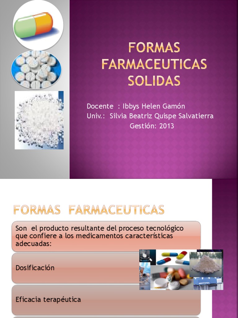 Formas Farmaceuticas Solidas | Medicamentos con receta | Química