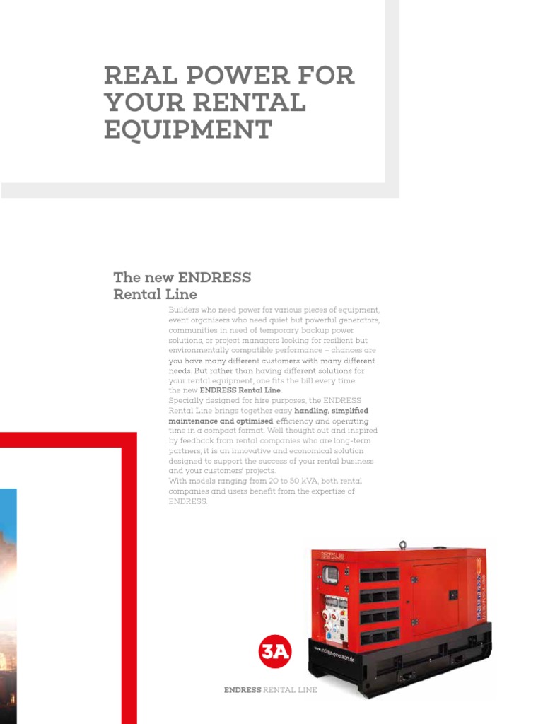 ENDRESS Rental Line Generators | PDF | Diesel Engine | Hybrid Vehicle
