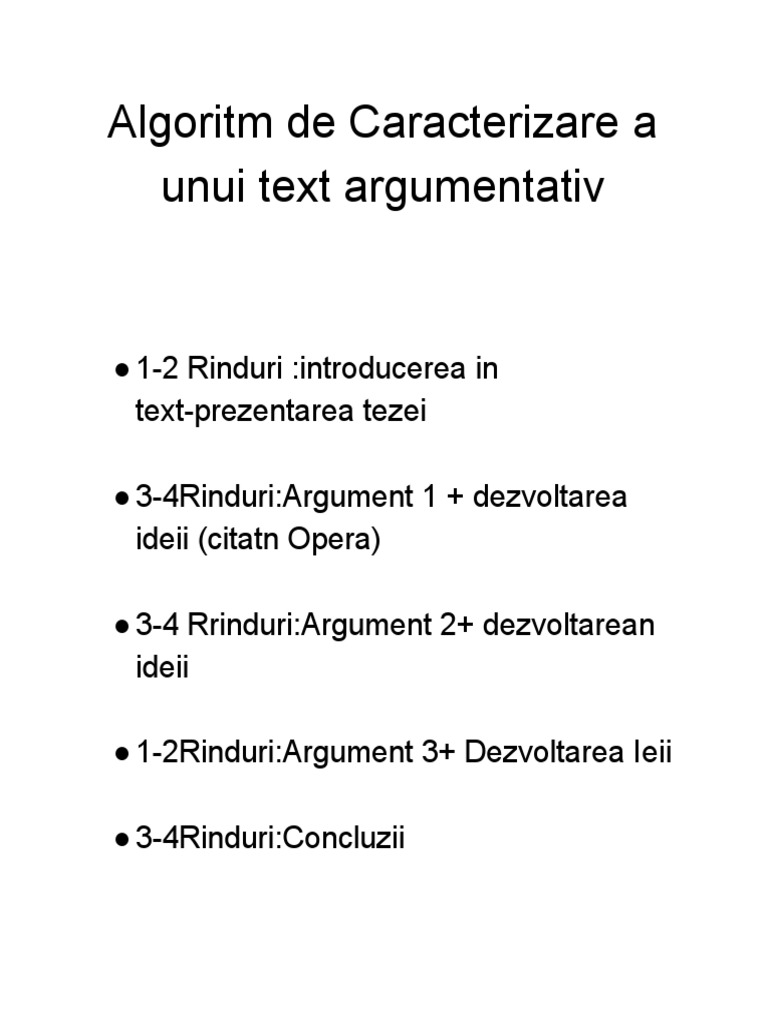 Algoritm de Caracterizare A Unui Text Argumentativ | PDF