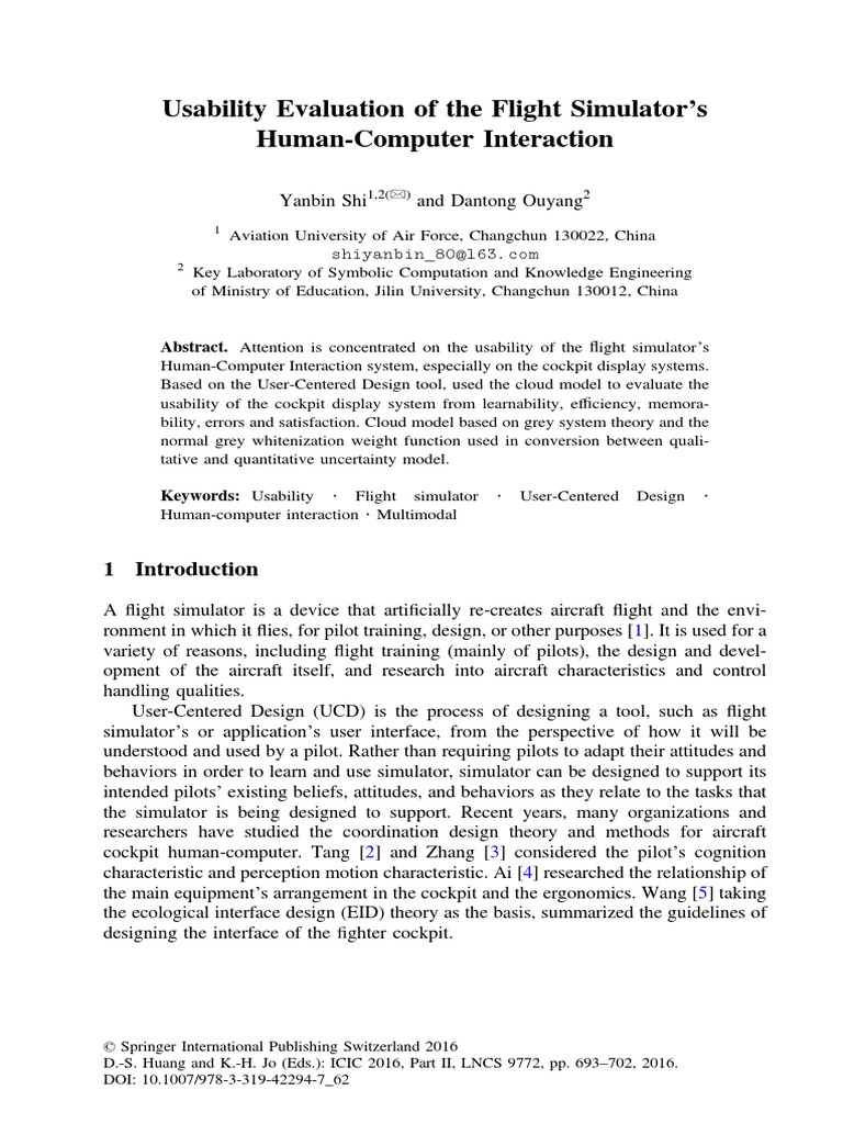 Usability Evaluation of The Flight Simulator's Human-Computer Interaction | PDF | Usability ...