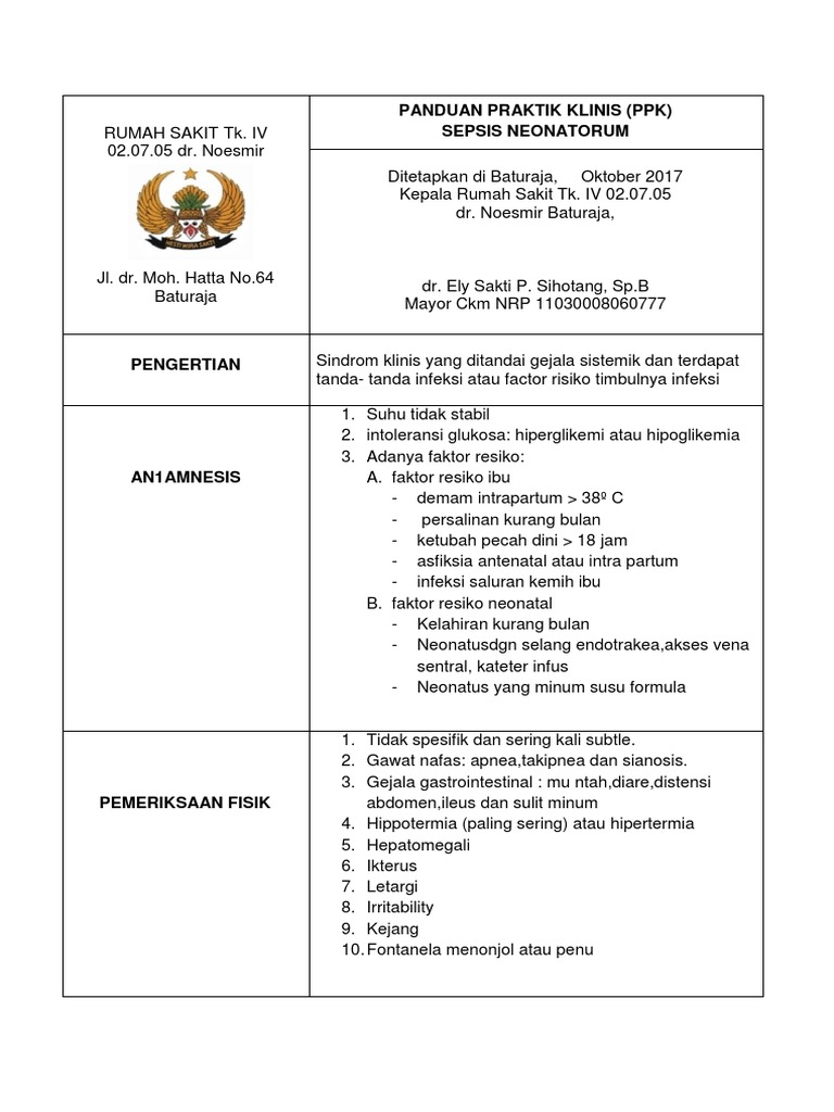 Panduan Sepsis Neonatorum | PDF