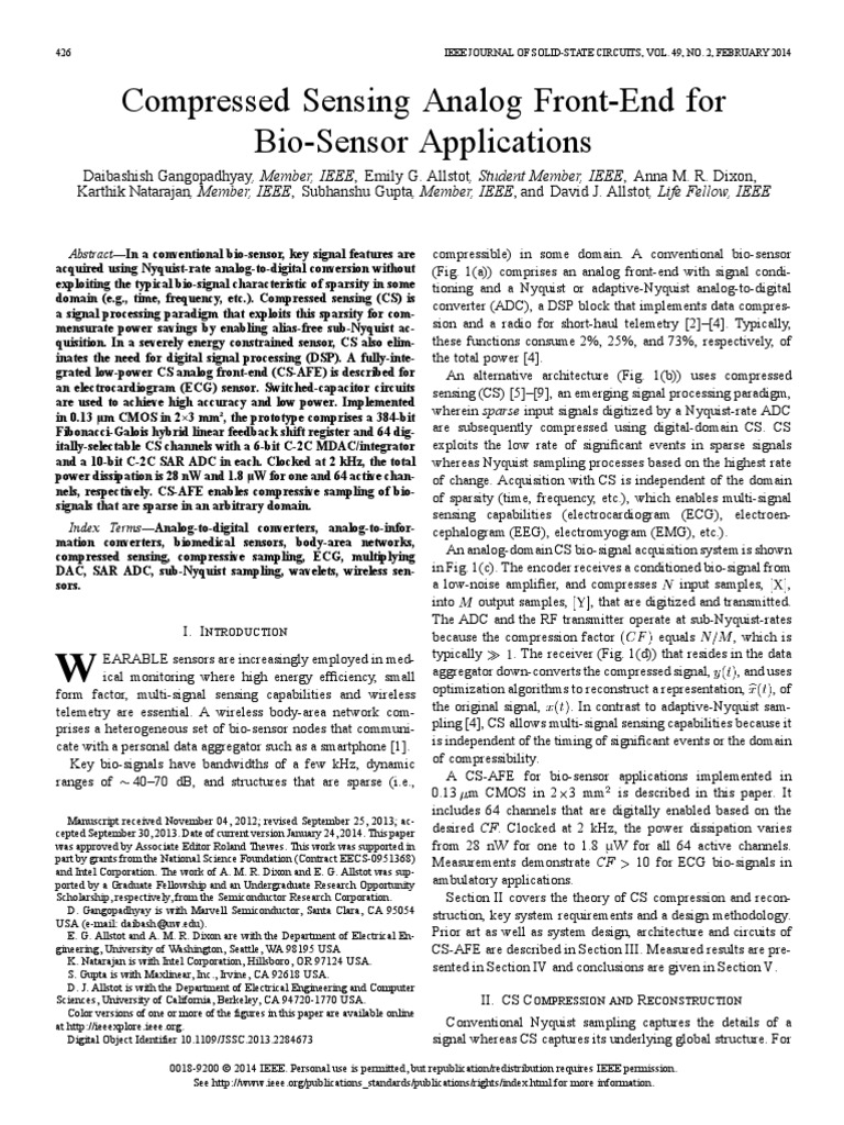 Compressed Sensing | PDF | Analog To Digital Converter | Wavelet