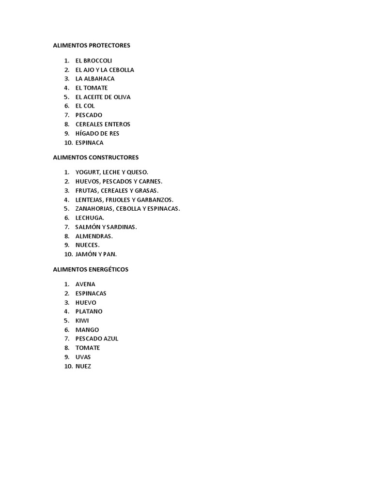 Alimentos Protectores | PDF | Hogar, jardinería y bricolaje