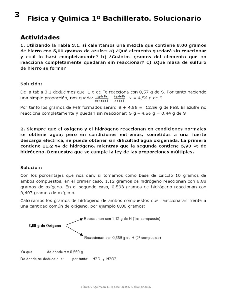 FyQ1 Soluciones Tema 3 | PDF | Submarinismo | Mole (Unidad)