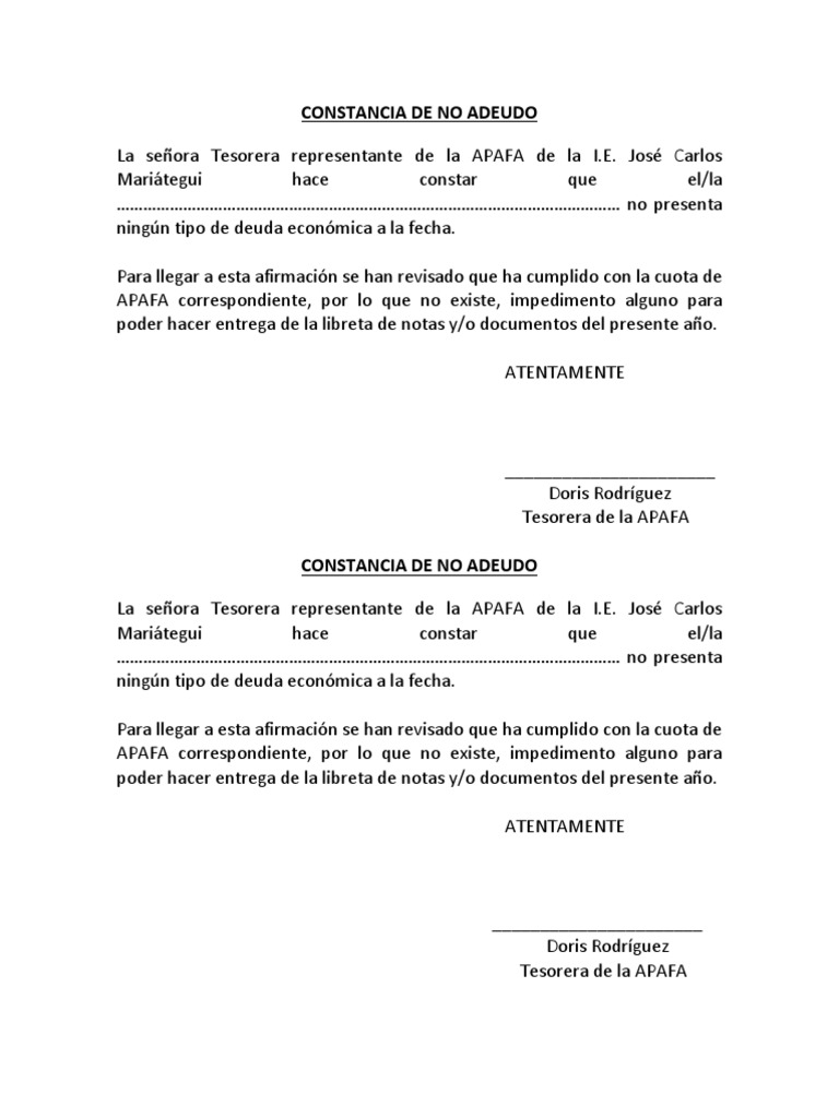 Constancia de No Adeudo | PDF