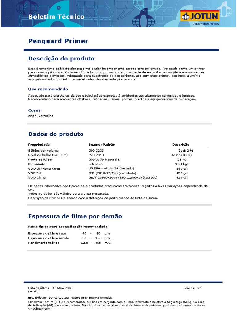 Penguard Primer | PDF | Tinta | Temperatura