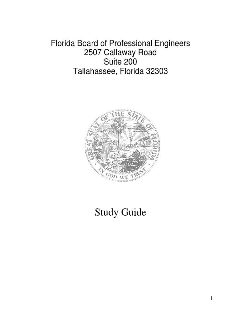 Study Guide: Florida Board of Professional Engineers 2507 Callaway Road ...