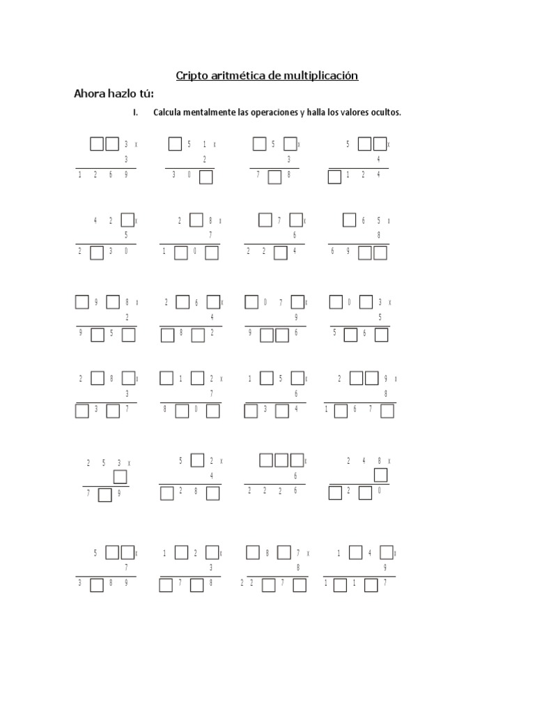 Cripto Aritmética de Multiplicación | PDF | Enseñanza de matemática | Science