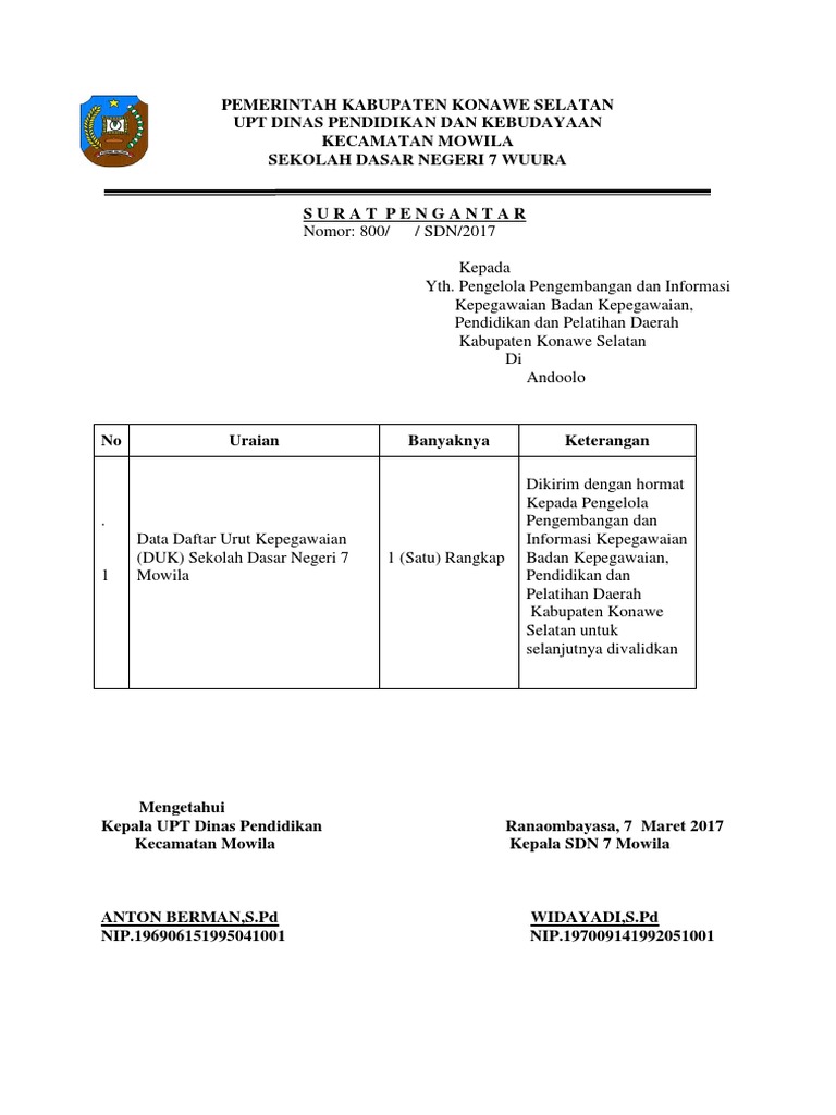 Surat Pengantar Duk 2017 | PDF