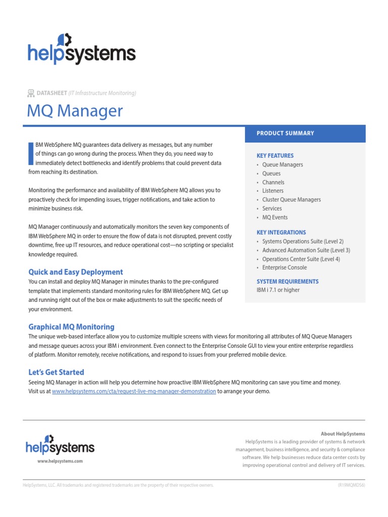 HC MQ Manager Ds | PDF | Computer Architecture | Information Technology