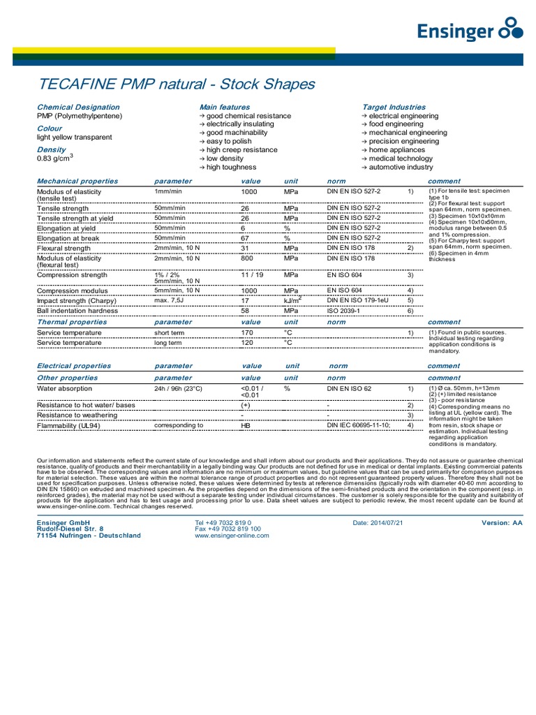 HZ Tecafine PMP Natural in de 201604 | PDF | Ultimate Tensile Strength ...