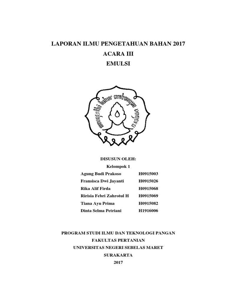 Laporan Ipb Acara 3 Emulsi Kelompok 1 | PDF